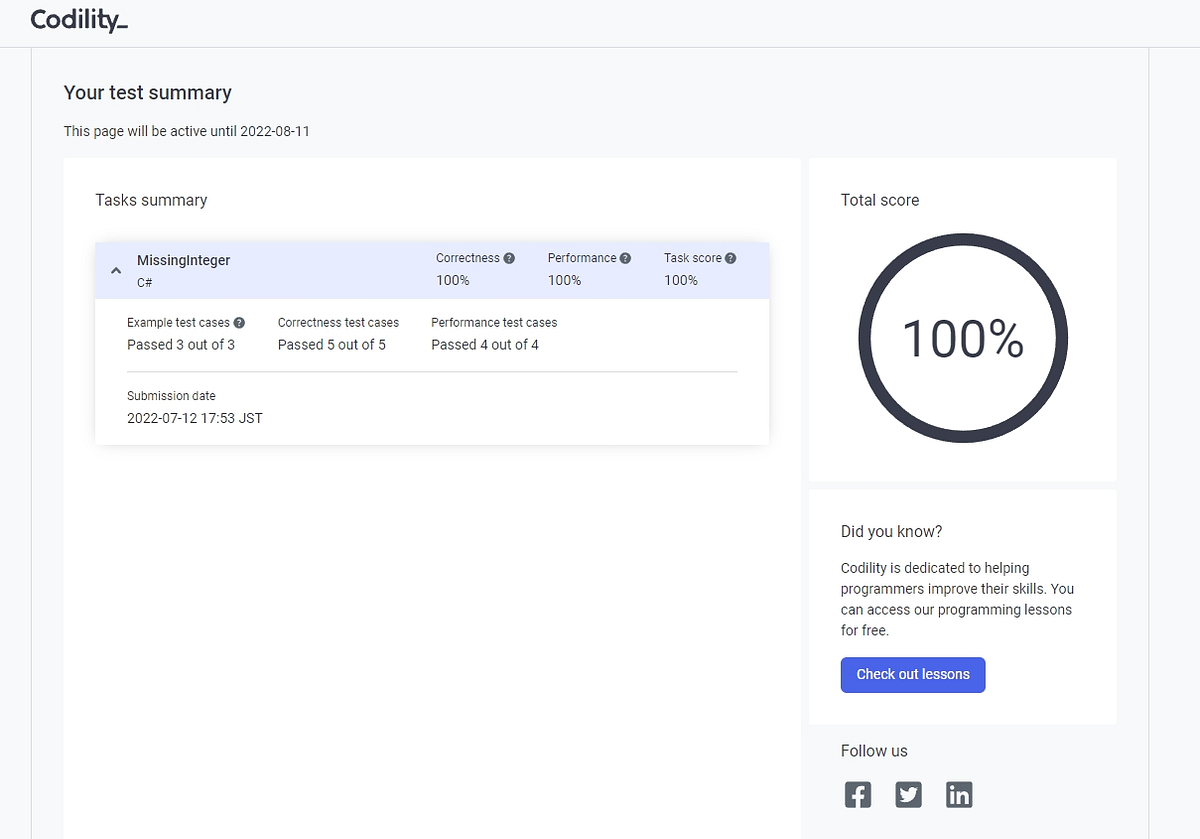 Codility Demo演算法題目-that, given an array A of N integers, returns the smallest positive integer ...