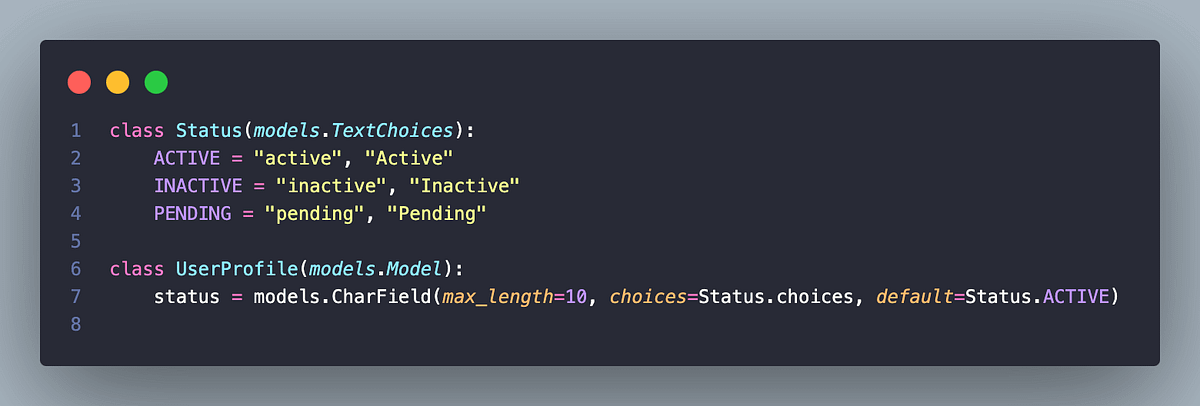 🎯 Mastering Django Model Choices: From Tuples to Enums 🚀 | by Sanjay ... 🎯 Mastering Django Model Choices: From Tuples to Enums 🚀 | by Sanjay ...