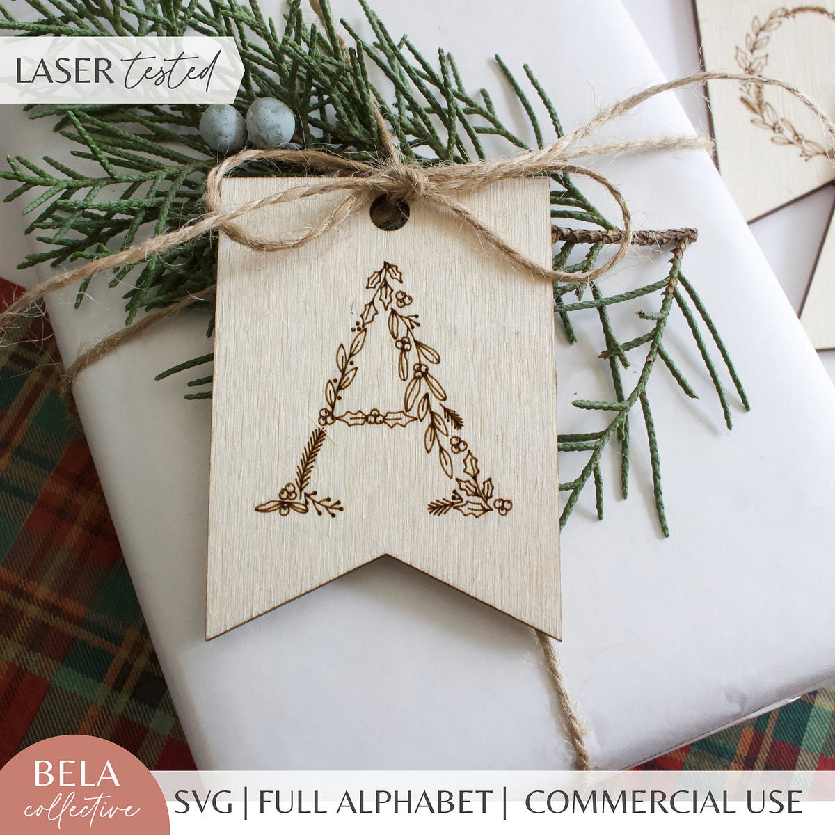 SCORING Winter Floral Gift Tag Pennants SVG Files | Glowforge Laser ...