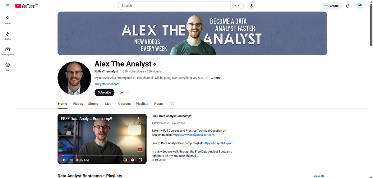 Alex the Analyst YouTube Channel Insights | by My Data Notebook | Medium