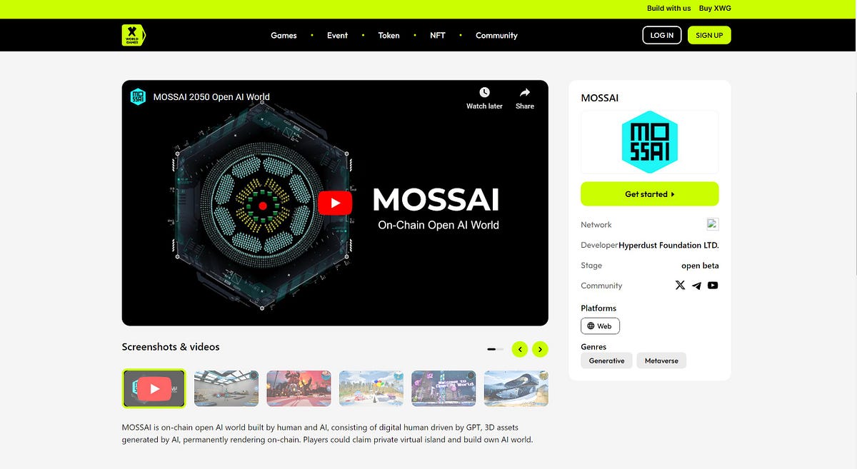 Welcome MOSSAI to X World Games: Explore AI Islands and Collaborative Adventures! | by ...