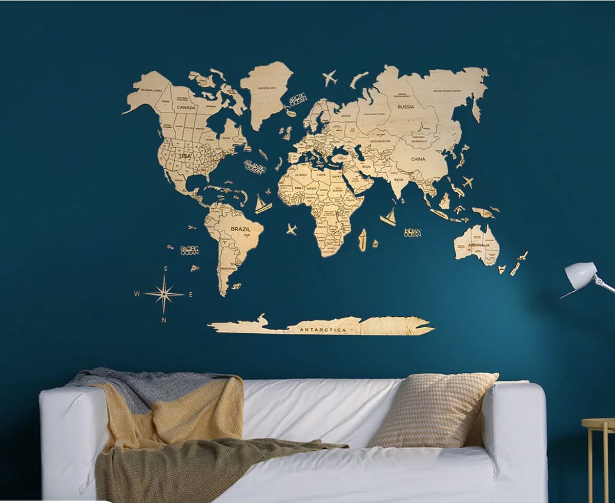 Buy Affordable 2D Wooden World Map - Enjoy The Wood - Medium