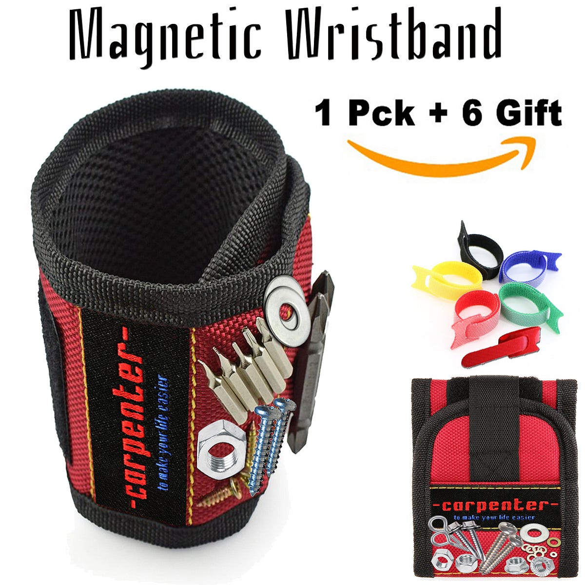 Magnetic Wristband Tool Wrist Band — Premium 6 Strong Magnets Holding ...
