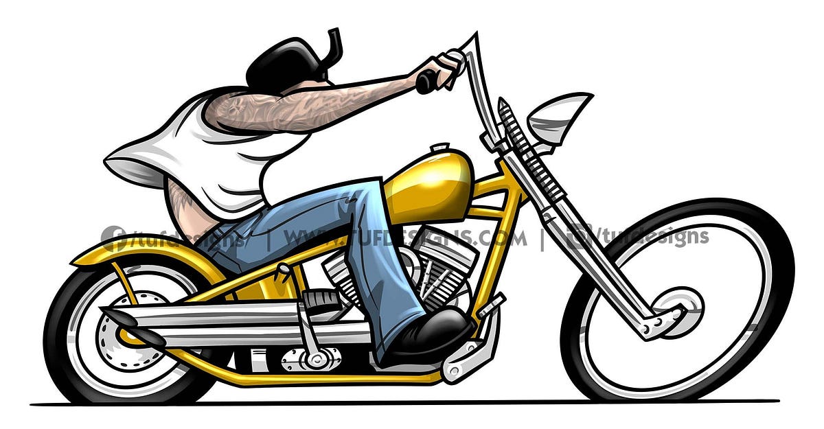 Yellow chopper motorcycle clipart biker drawing logo digital design ...
