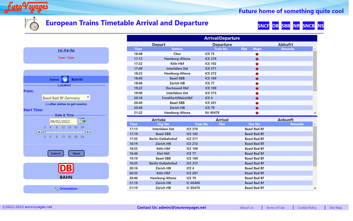 Train Schedules for Europe - eurovoyages.net - Medium