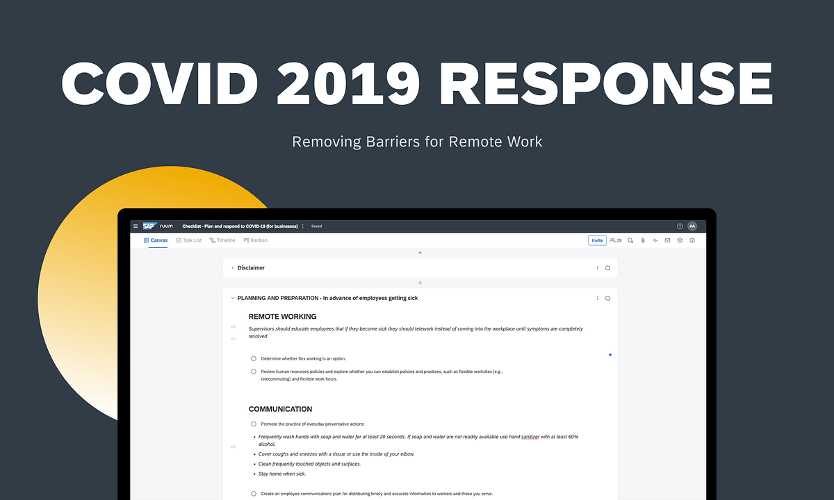 Simple Checklists to Prepare for COVID-19 Now Free Through Ruum by SAP ...