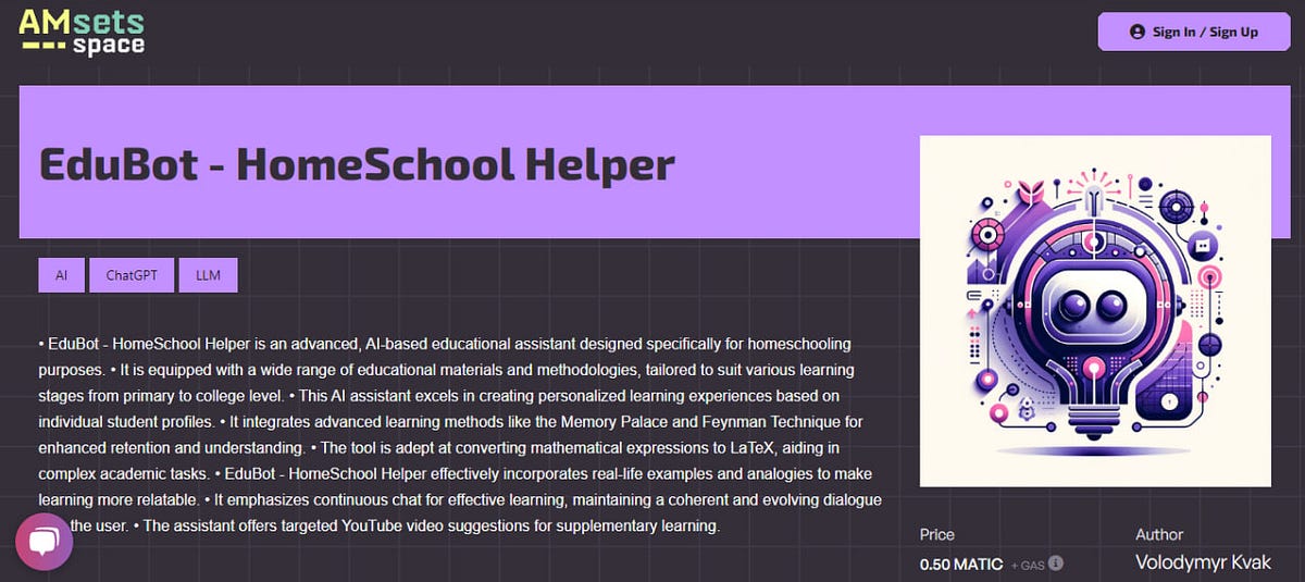 EduBot — HomeSchool Helper. EduBot — HomeSchool Helper is an… | by Amsets | Apr, 2024 | Medium