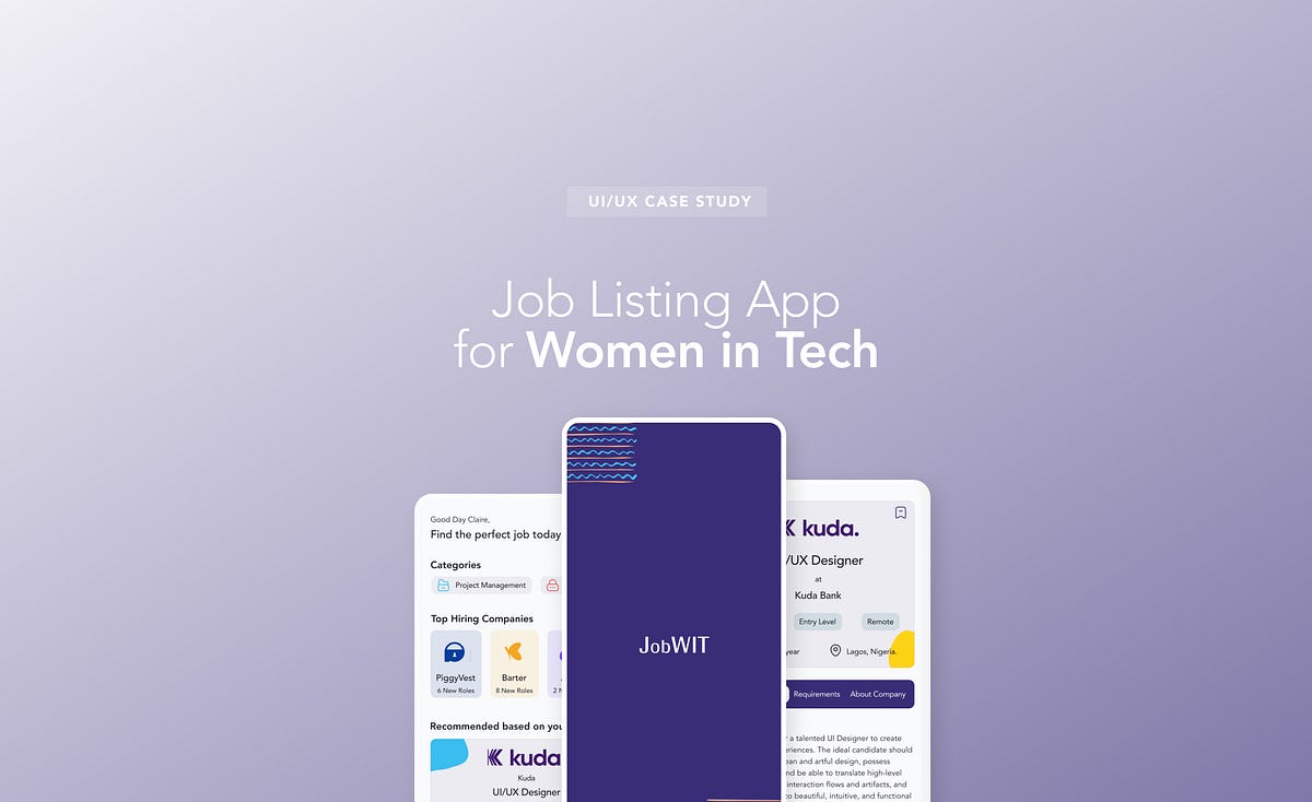 JobWIT: A job listing App for Women in Tech — UI/UX Case Study | by ...