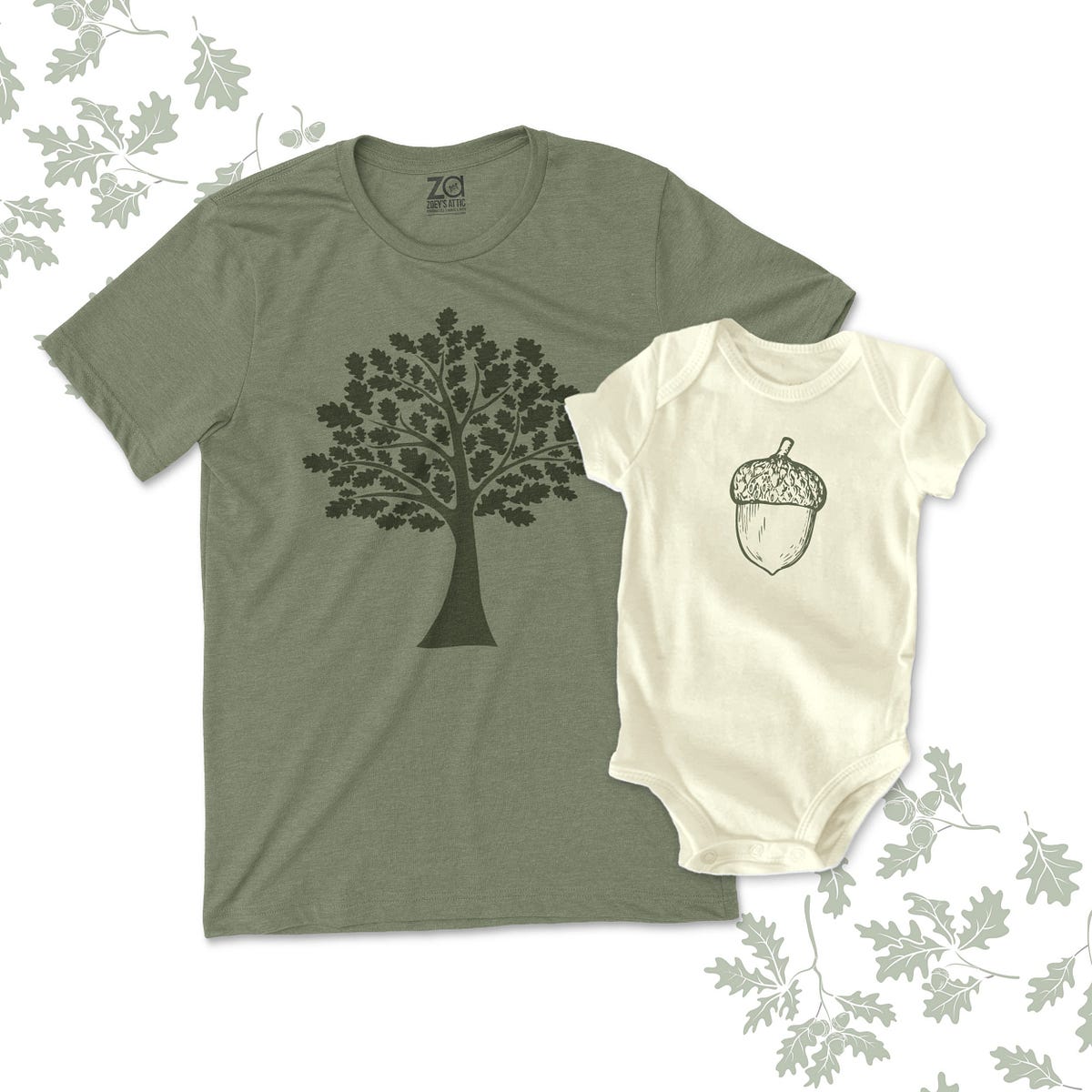 acorn oak tree matching dad and baby shirts acorn tree matching set of ...