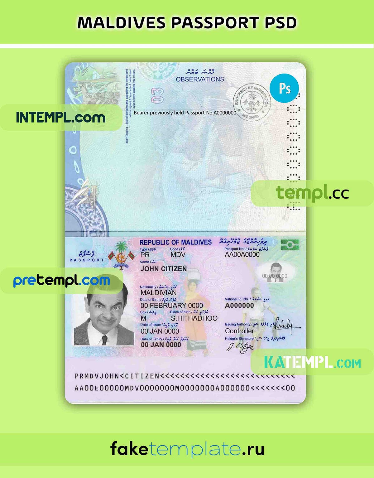Maldives passport PSD download template | by Intempl | Oct, 2023 | Medium