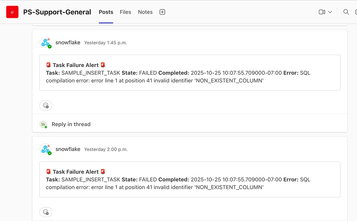 Send Snowflake Task Failure Alerts to Microsoft Teams Using Webhooks ...