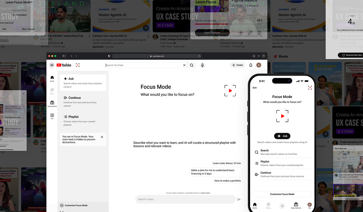 YouTube Focus Mode — A distraction-free learning experience | UI/UX ...