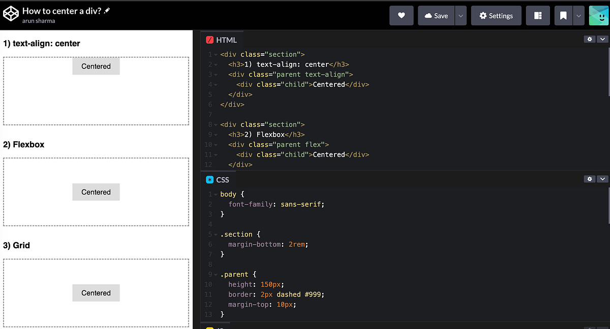 How to center a div?. Codepen Link: | by Academic Diary | Medium