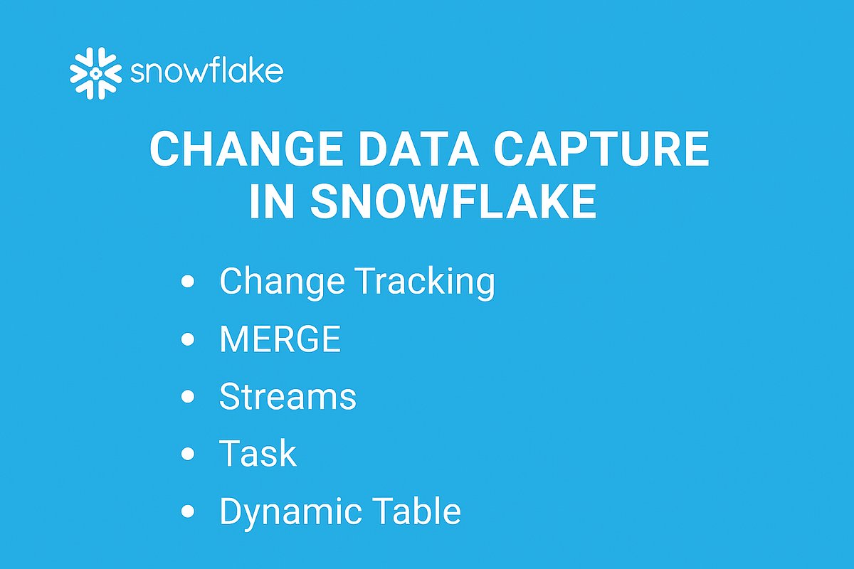 Mastering CDC in Snowflake: Change Tracking, MERGE, Streams, Tasks, and Dynamic Tables | by ...