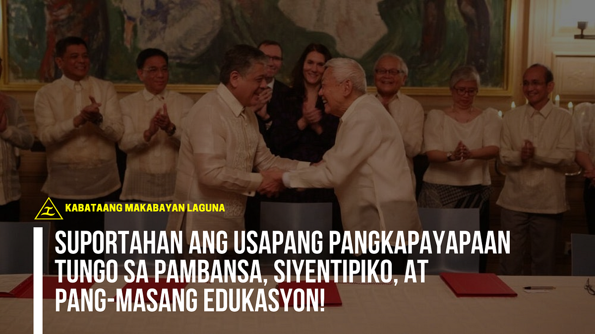 Suportahan ang usapang pangkapayapaan tungo sa pambansa, siyentipiko ...