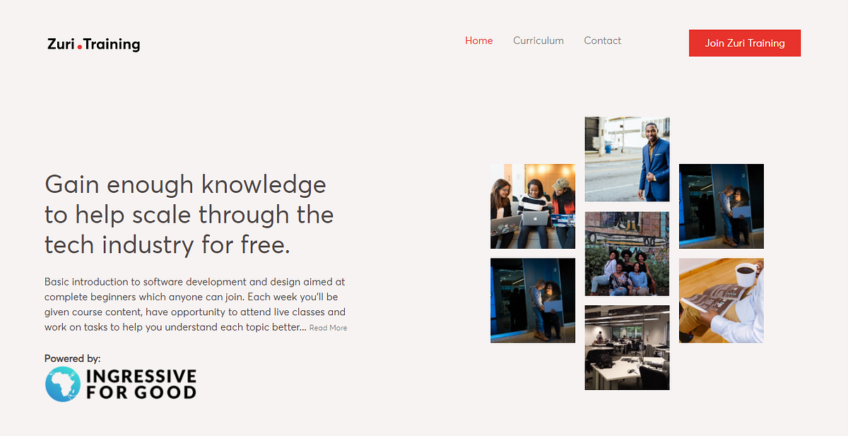 React.js Internship with Zuri. My aim for this Internship is to have ...
