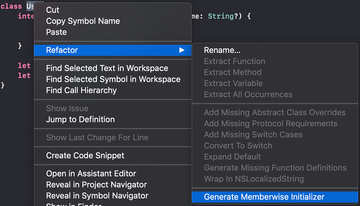 💡xcode Tip How To Generate Initializer For Classes By Vadim Bulavin Medium 0287