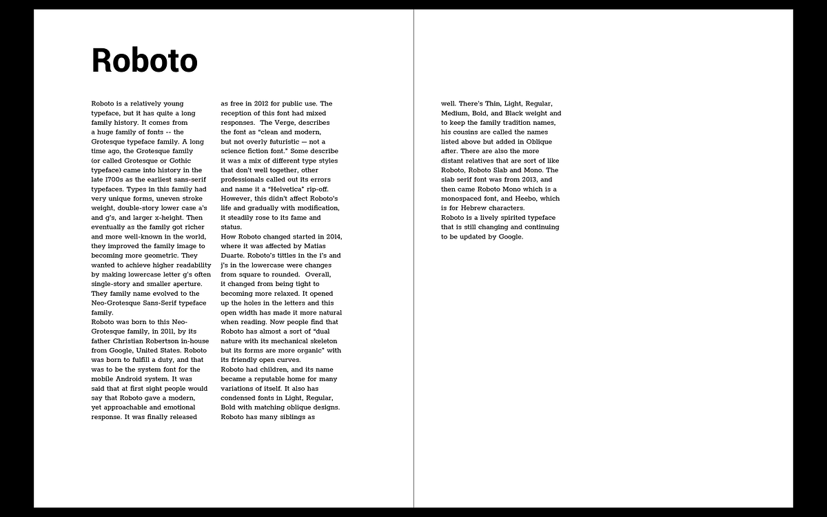 Roboto — Typeface Spread. Sept 18, 2019 | by Patricia Yu | Medium