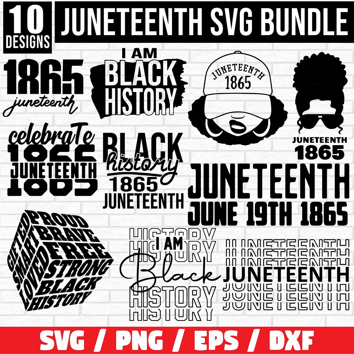 Juneteenth SVG PNG bundle, juneteenth sublimation png, Free-ish, Black ...