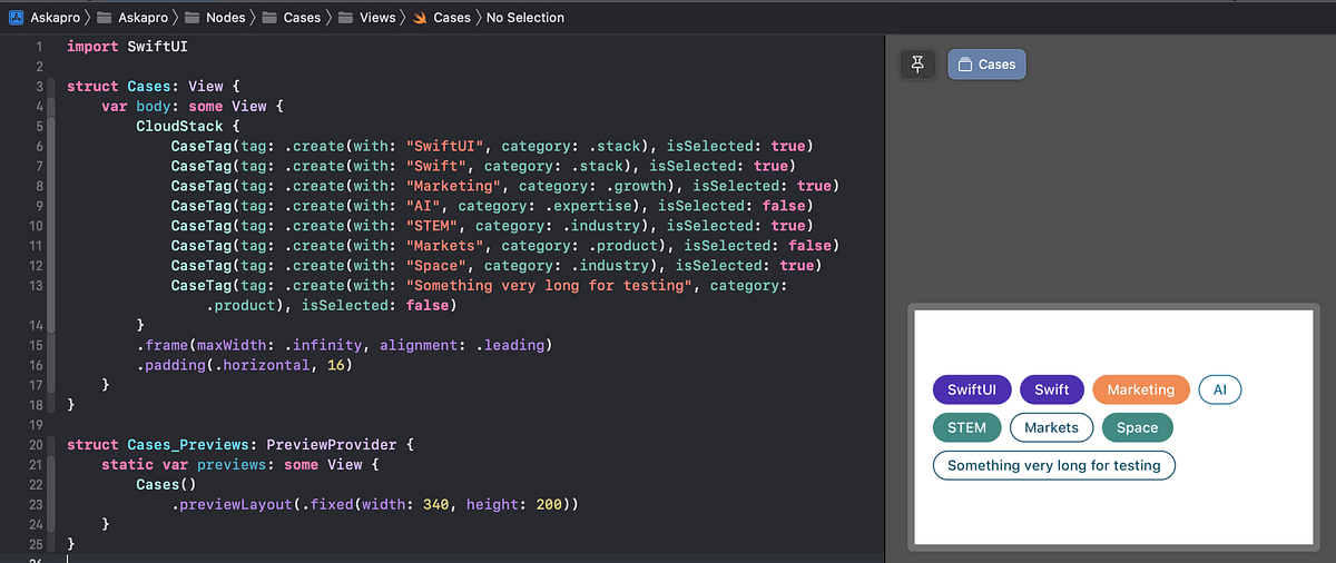 Implementing Generic Chips Element In SwiftUI | by Alexander Martirosov | Engineering | Askapro ...