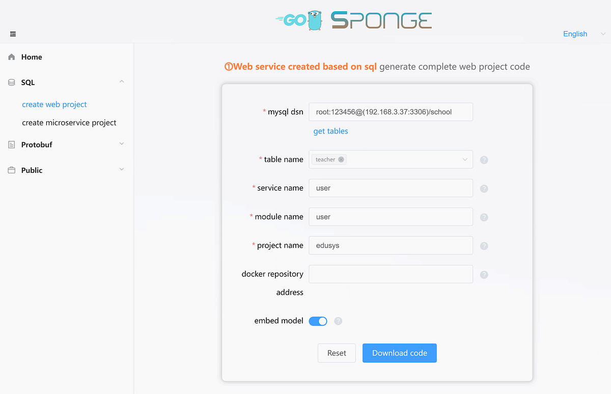 Example 1 Automatically Generate A Complete Gingormrediscrud Web Service Project Without