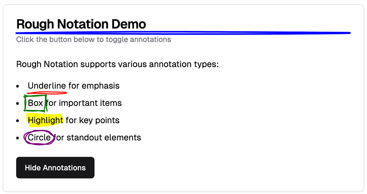 Rough Notation: Add Hand-Drawn Annotations to Your Web Pages | by Rishabh Sharma | Medium