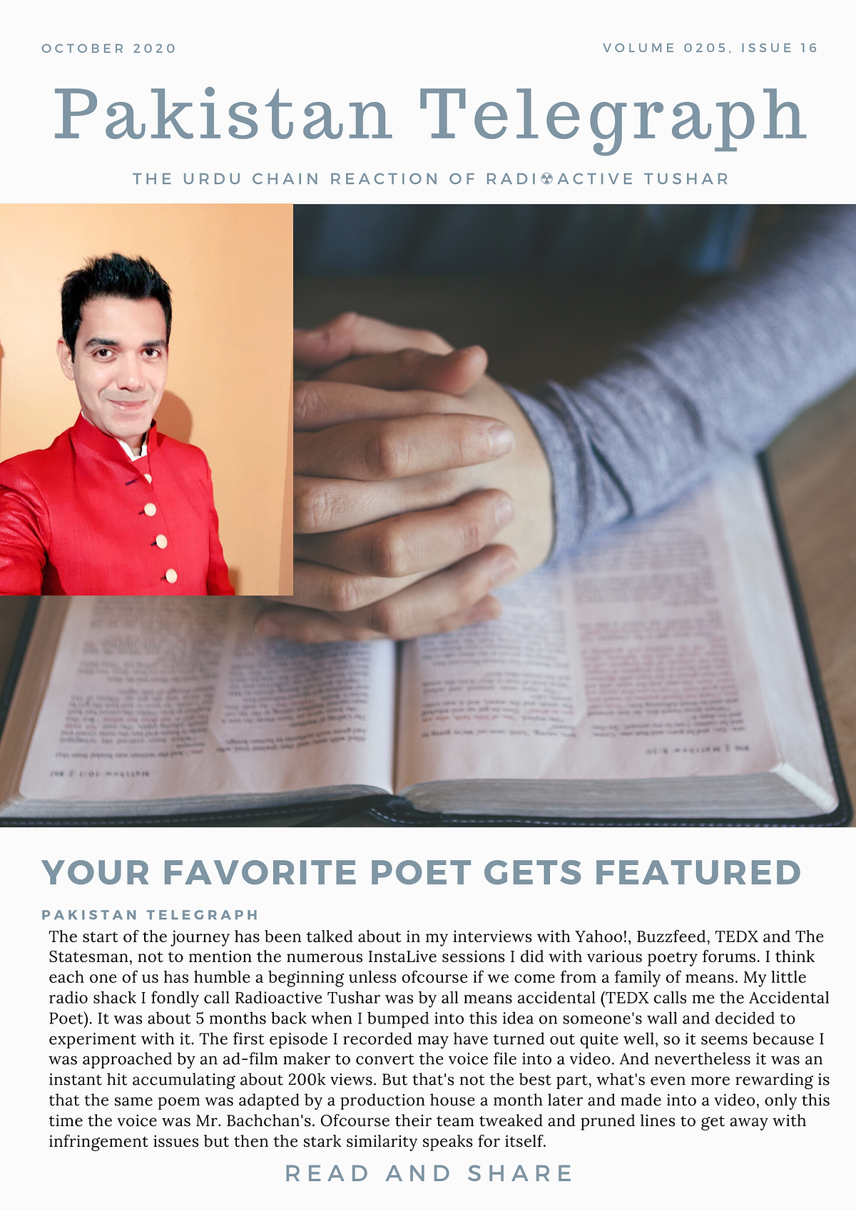 Your favorite poet gets featured on TELEGRAPH PAKISTAN Thank you all ...