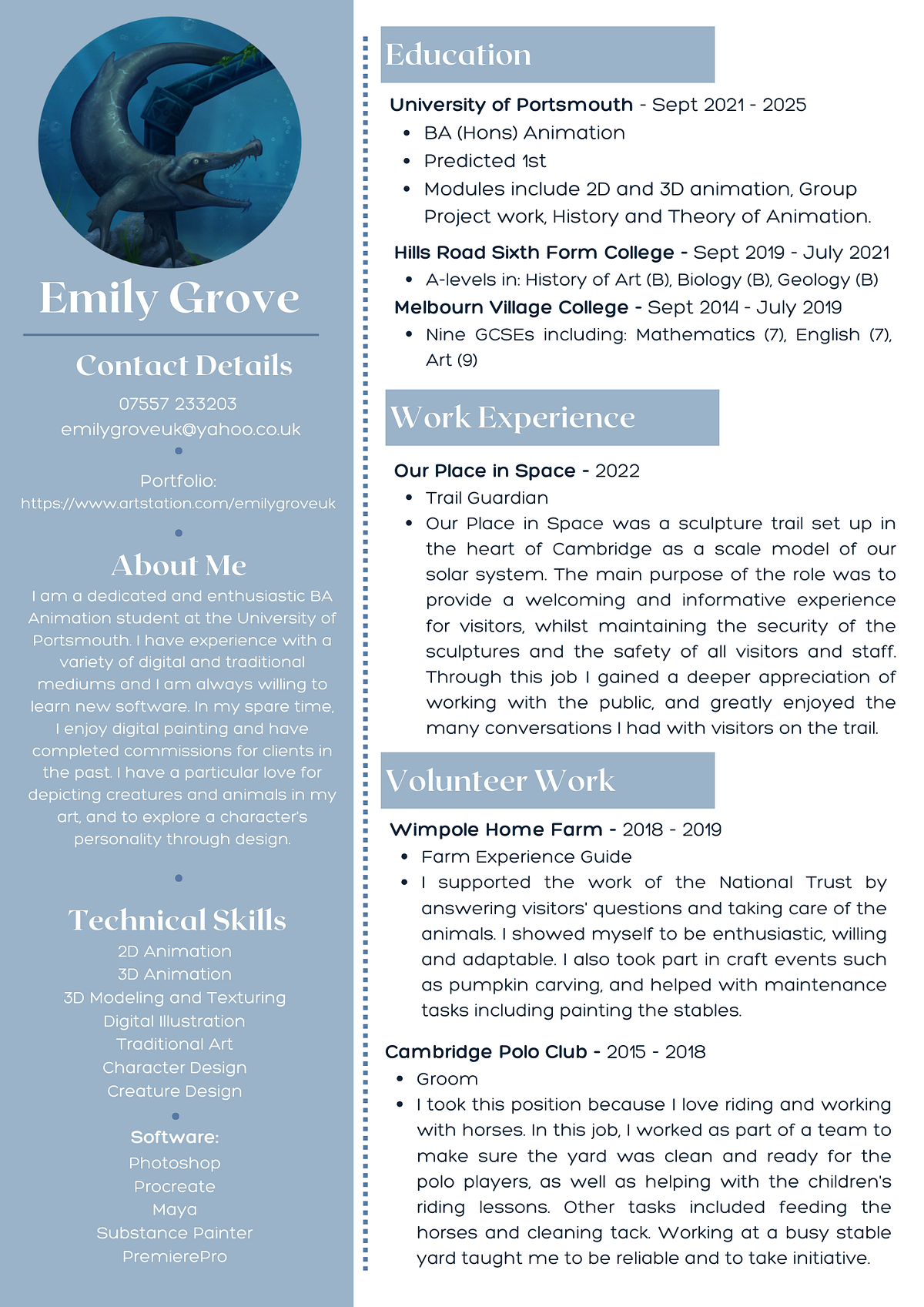 Industry Pitched CV - Emily Grove - Medium