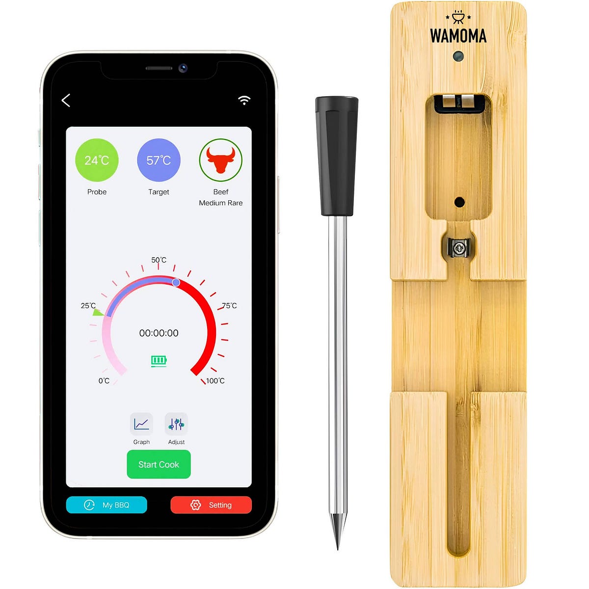 Wamoma Smart Thermometer (Bluetooth App Controlled) Digital Food ...