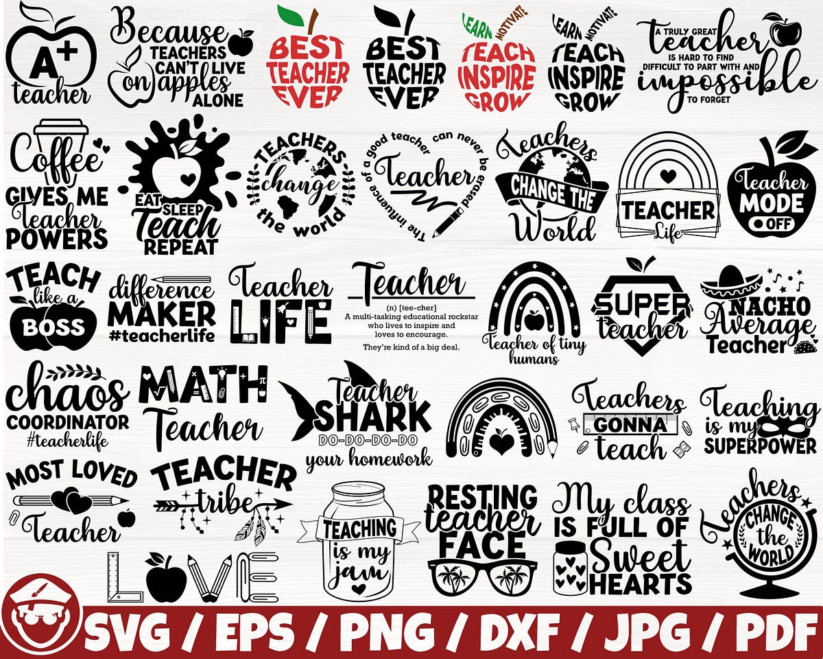 Teacher x34 BUNDLE Svg/Eps/Png/Dxf/Jpg/Pdf, School Bundle, School Svg ...