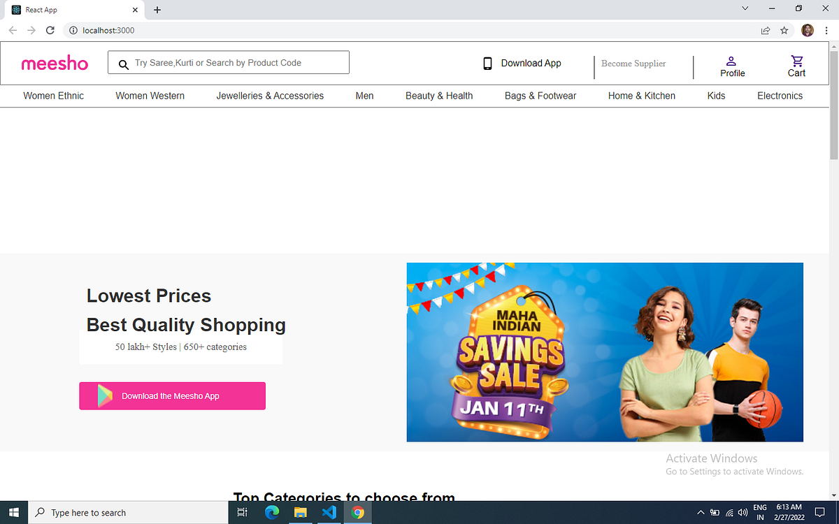Cloning Meesho.com: A functional and visual clone. | by Ashish Shaw | Medium