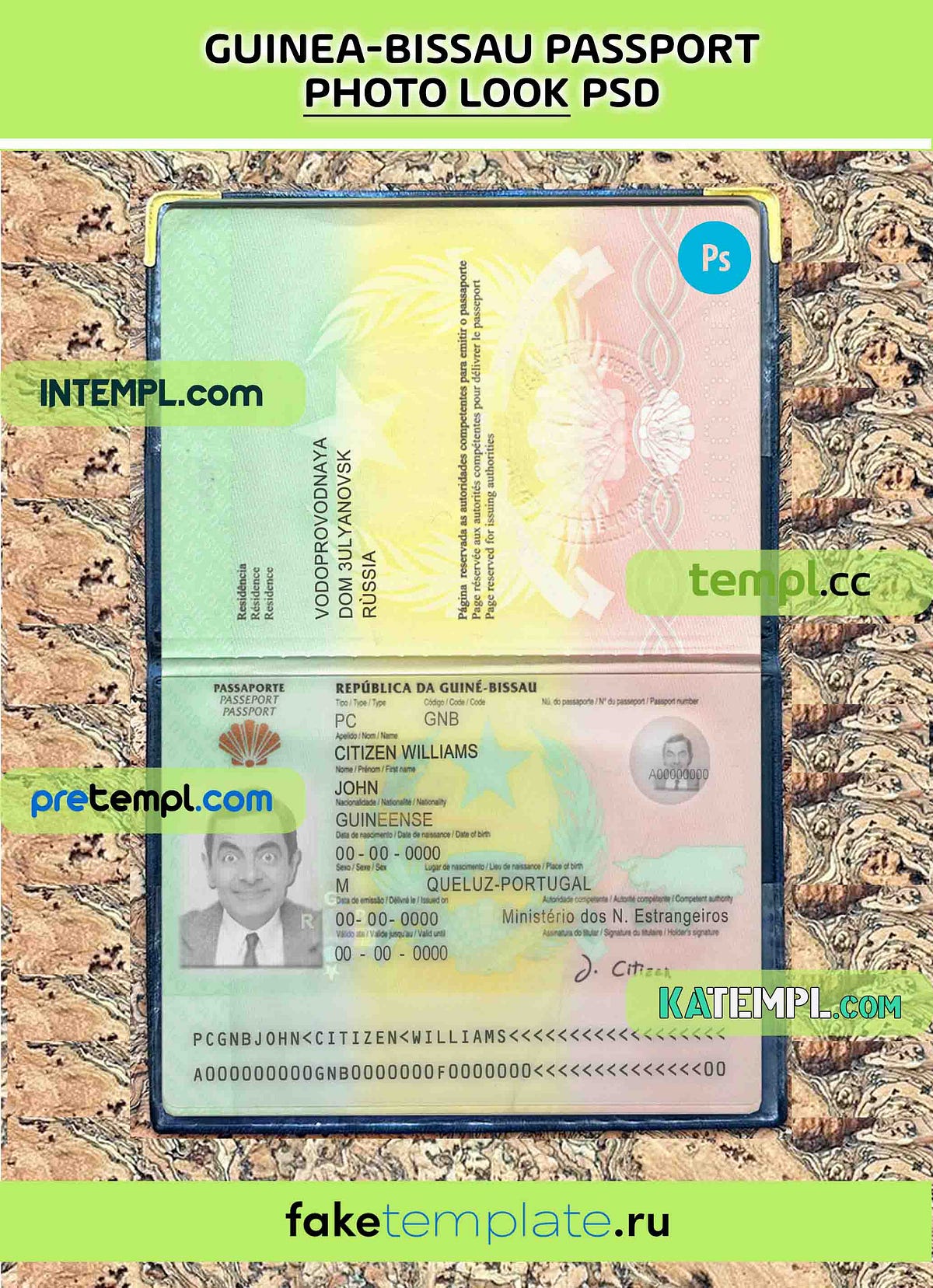 Guinea Bissau passport editable PSD files, scan and photo-realistic ...