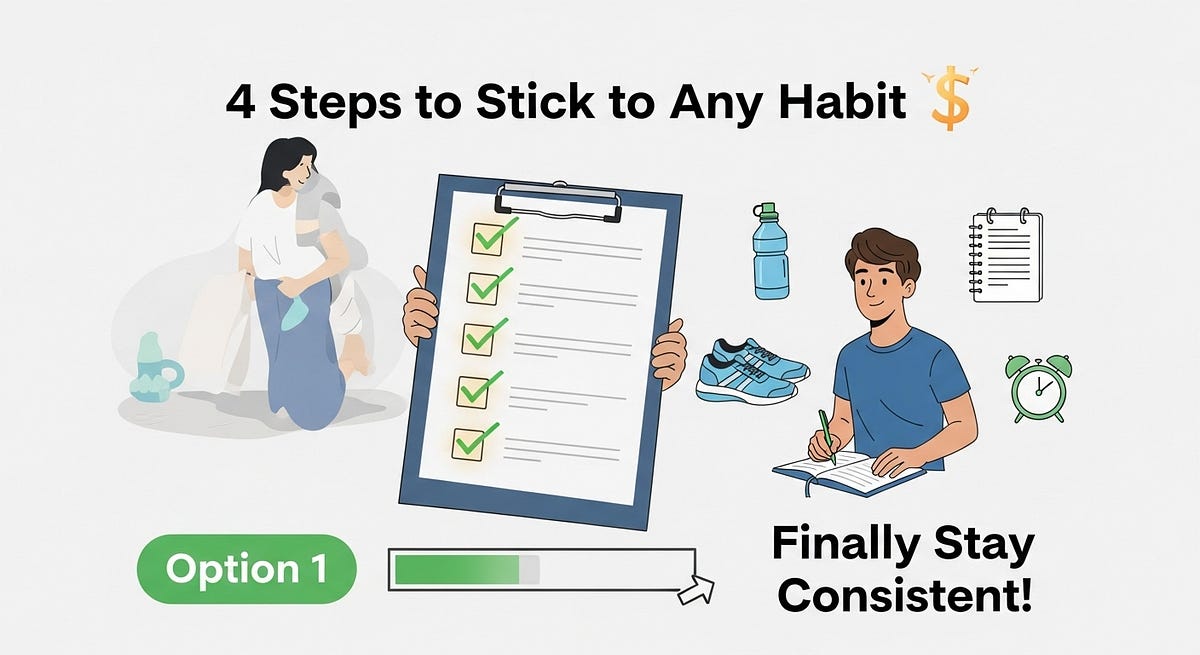 How to Finally Stick to Any Habit: A Simple 4-Step Checklist | by ...