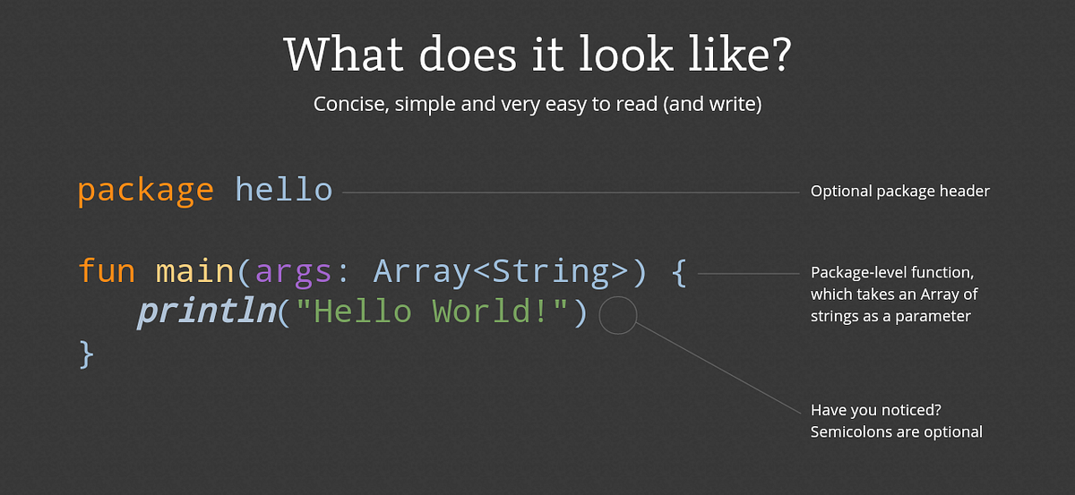 My first application in Kotlin, first the language is officially ...