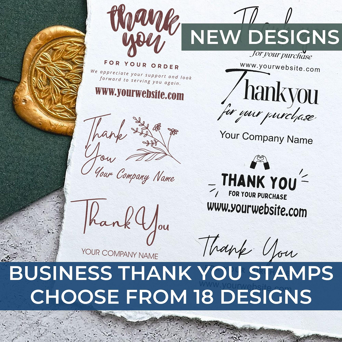 Custom Thank You Stamp, Ink Stamp Custom - Acorn Stamps - Medium