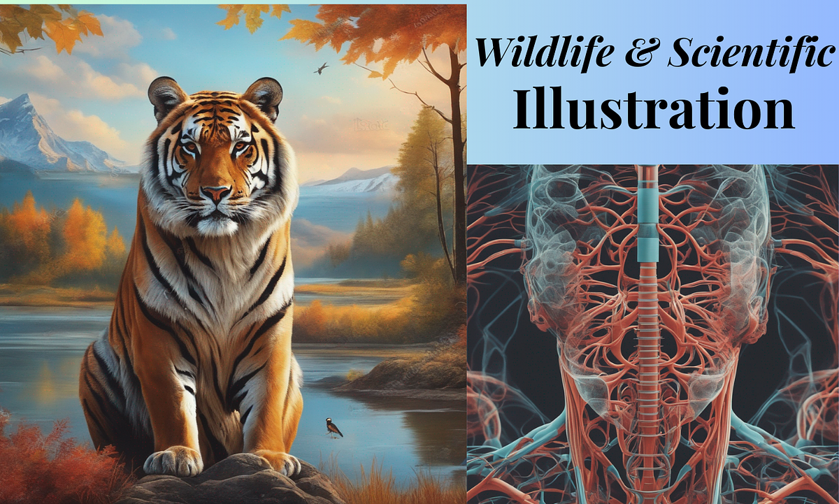 Realistic wild animals, wildlife, medical, and scientific illustration ...