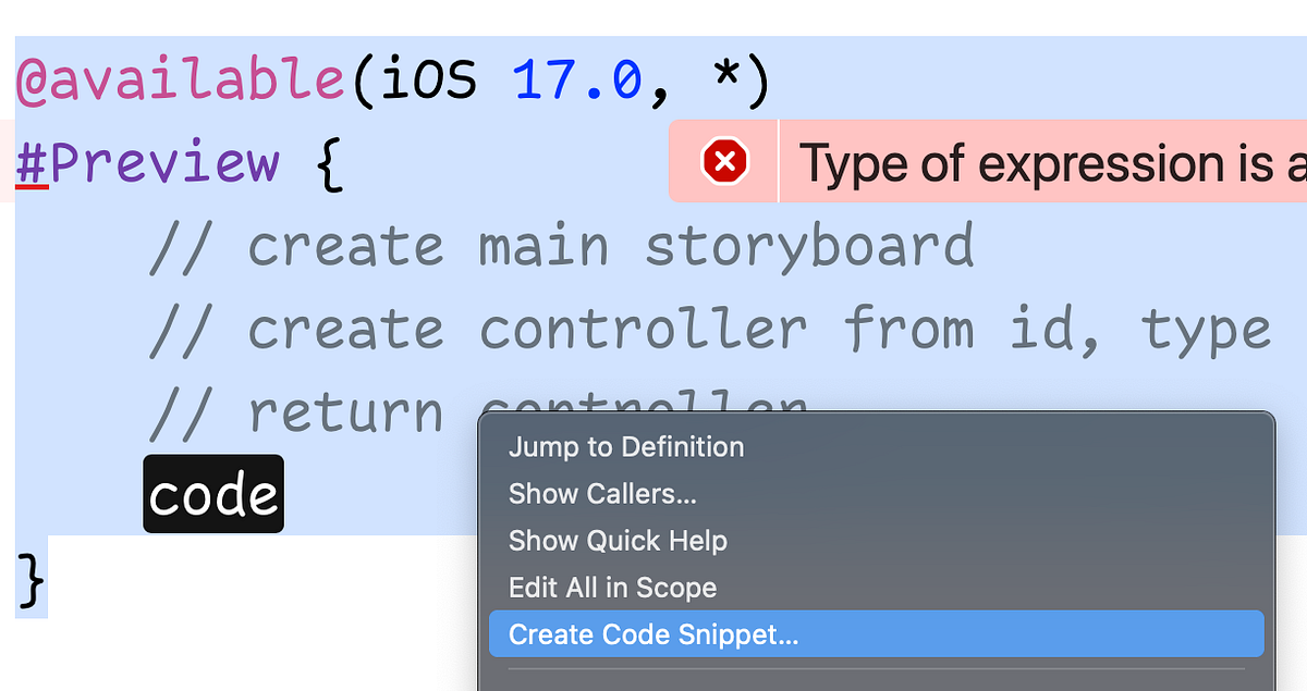 利用 Code Snippet & Predictive Code Completion 快速建立預覽 UIKit controller 的 preview | by 彼得潘的 iOS App ...