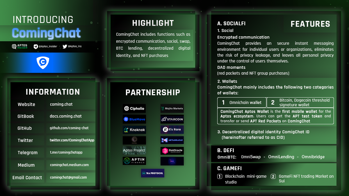 Introducing Comingchat. ComingChat includes functions such as… | by Aptos Insider | Medium