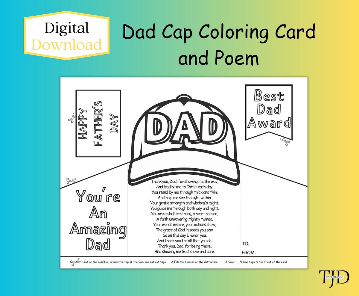 Free Father’s Day Card Activity Sunday School Craft For Dad Coloring ...