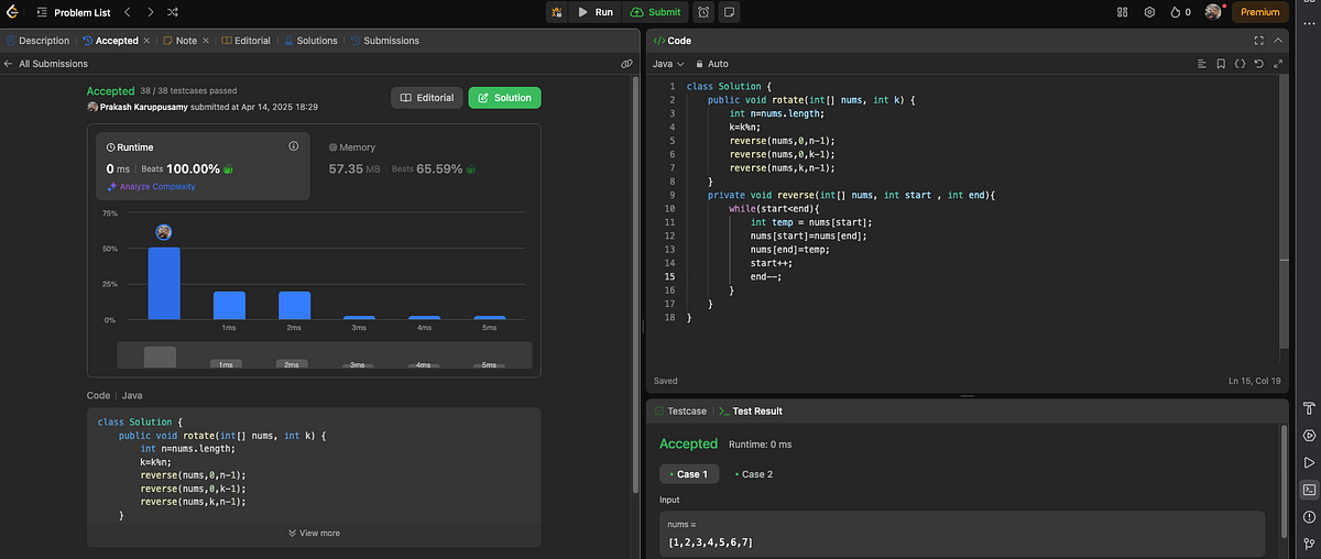 Java-DSA-Leetcode-RotateArray by K steps | by Prakash Karuppusamy | Medium