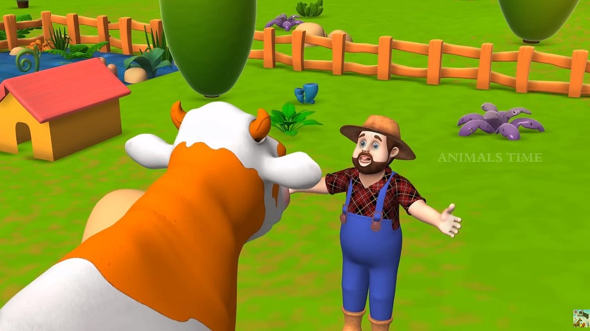 Angry Cow Attack Farmer | Farm Animals 3D Cartoons — Mr Donald Scare ...