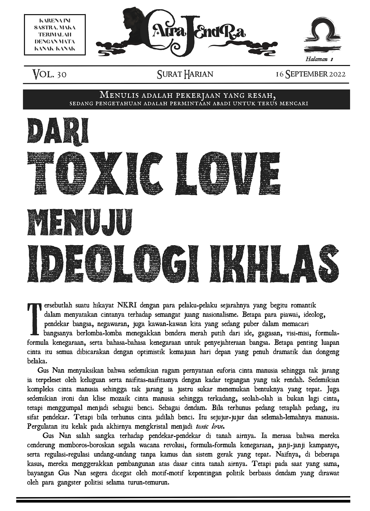 Dari Toxic Love Menuju Ideologi Ikhlas - Catra Jendra - Medium
