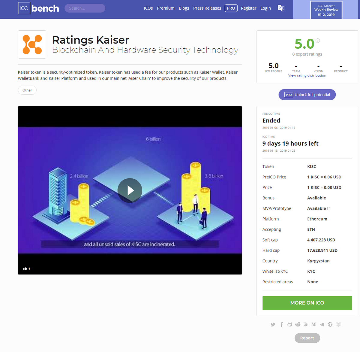 Kaiser got a 5.0. in ICObench. Kaiser earned a full score (5.0) from ...