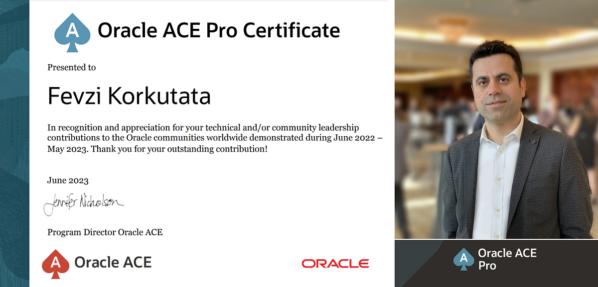 Oracle Ace Pro Ödülü — 2023 M Fevzi Korkutata Medium