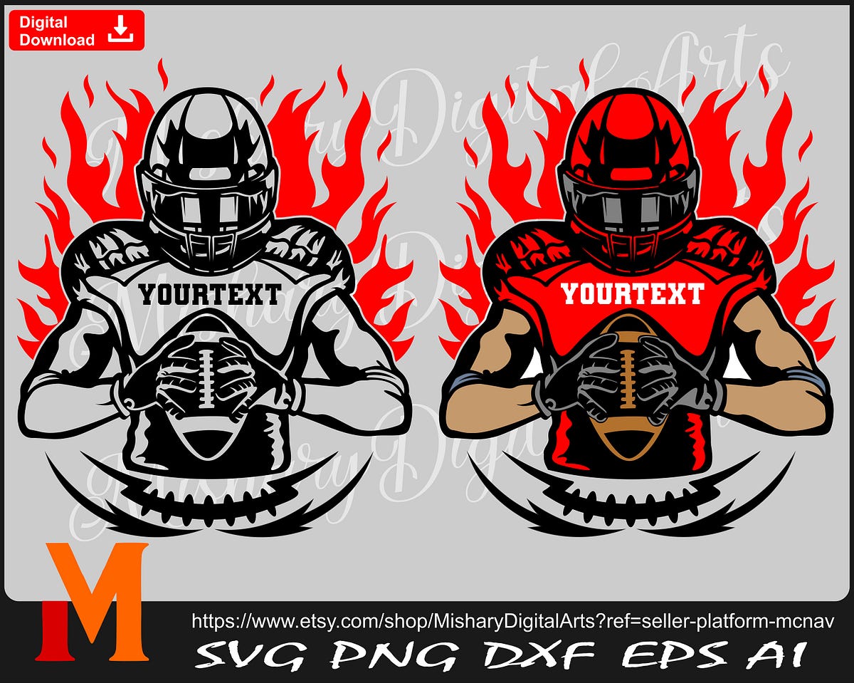 Football Player On Fire svg, American Football Svg, Football Name svg ...