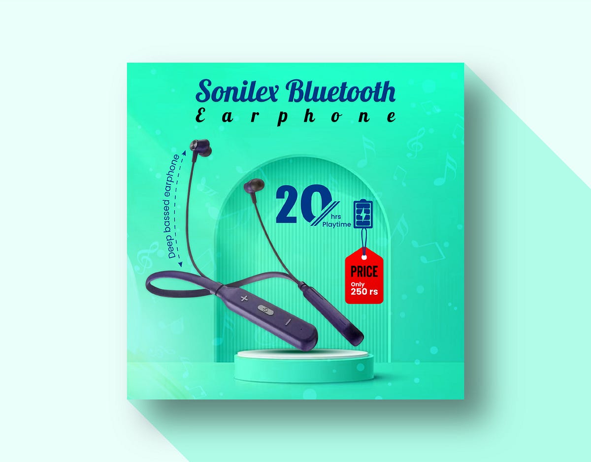 Sonilex Bluetooth Earphone Poster Design - Jahid Hasan - Medium