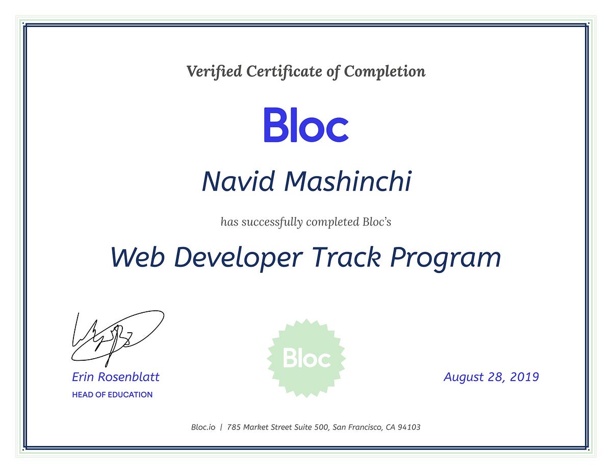Thank you Bloc!. I am happy to announce that I graduated… | by Navid ...