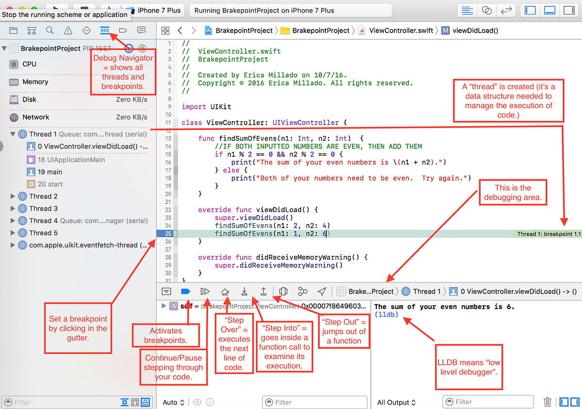 Xcode Debugging with Breakpoints (for Beginners) | by Erica Millado | Yay It’s Erica | Medium