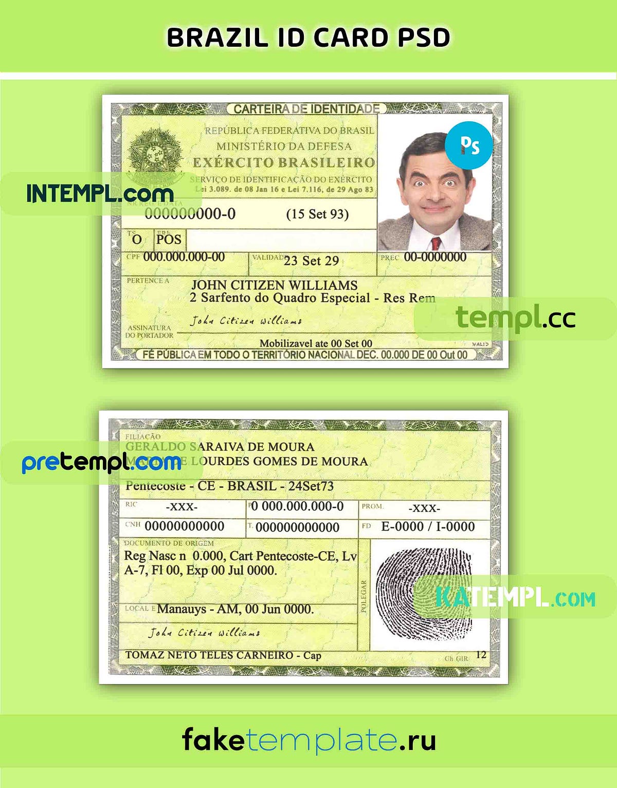 Brazilian id card download PSD example, with fonts | by Mytempl | Feb ...