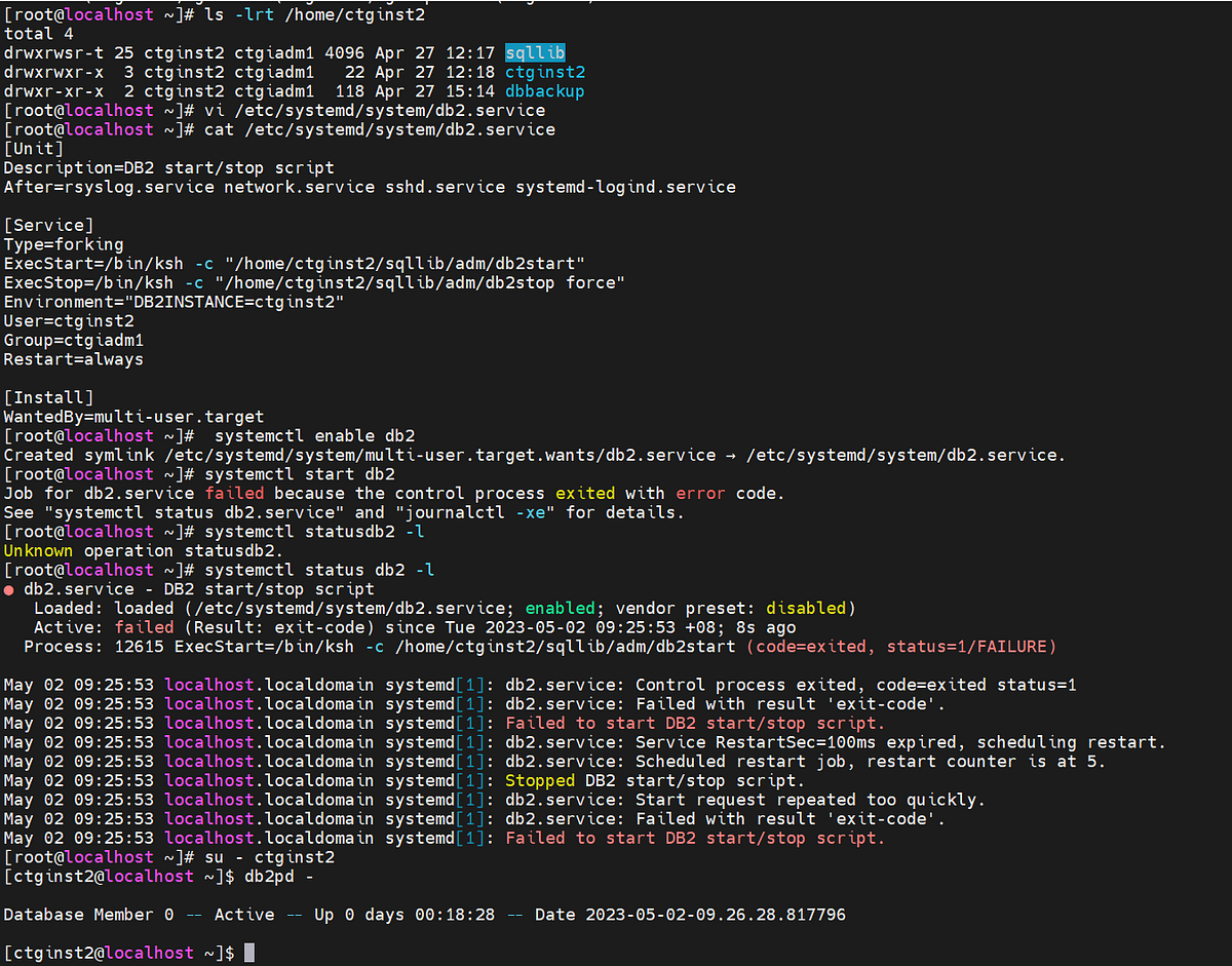Setup Db2 to Auto start as Linux service - Naresh Movva - Medium
